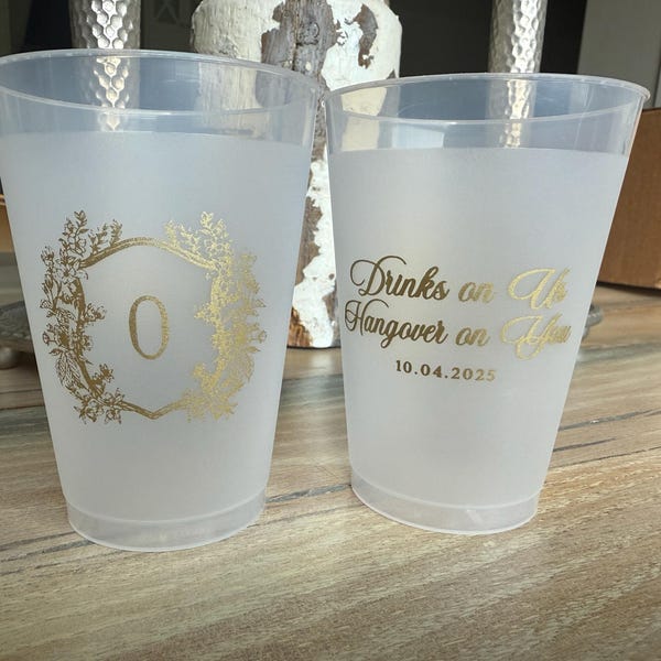 Custom Wedding Cups, Reception Bar Frosted Cups, Personalized ...