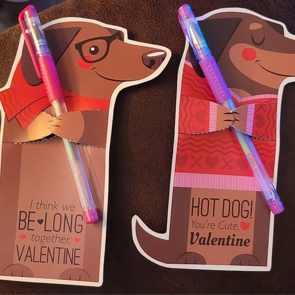 Weenie Dog Valentine Printable Dachshund Puppy Weiner Dog Non Candy ...