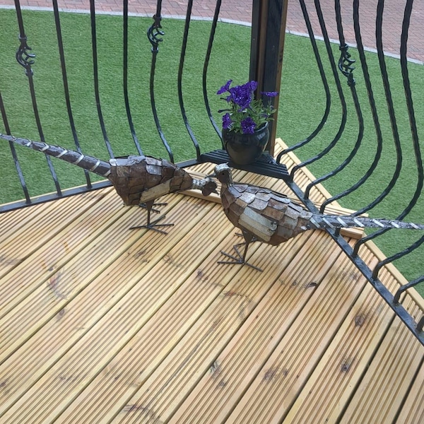 Metal Pheasant Garden Ornament Sculpture Art - Handmade Recycled Metal ...