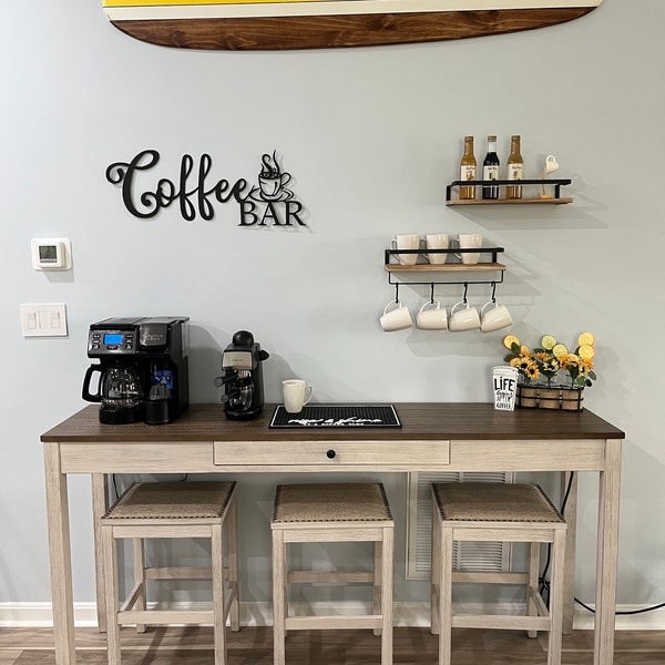 Coffee Bar Script Metal Sign - Home Coffee Area Wall Décor - Steel ...