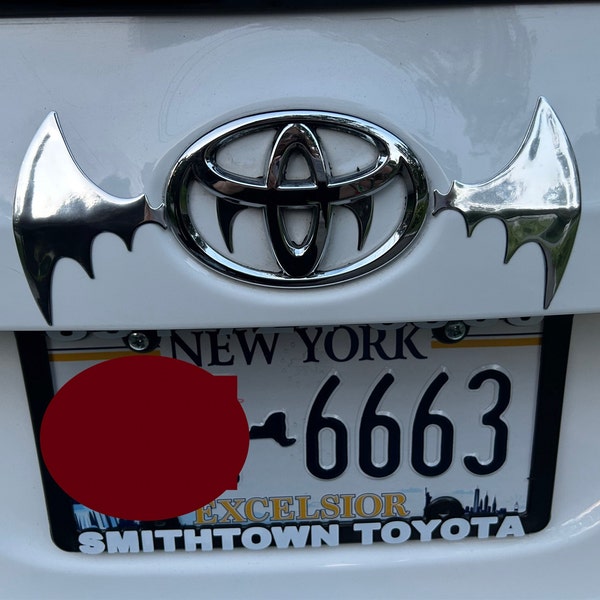 Chrome Bat Wings Car Emblem Sticker Silver Badge Gothic Devil Horns ...