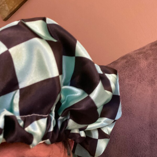 Orange Squares Silky Durag, Satin Durag, Designer Durag, Silk Durag ...