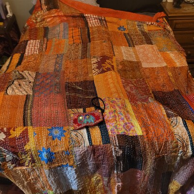 Bohemian Patchwork Quilt Kantha Quilt Handmade Vintage Quilts Boho King ...