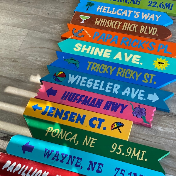 12 Destination Arrows Hand Painted Wood Directional Signs 24 X 3 1/2 ...