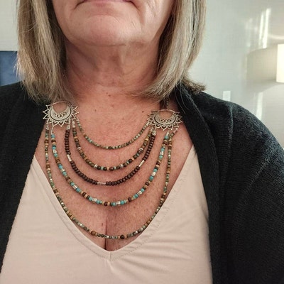 Sunset Gemstone Necklace for Men Simple Summer Beach Necklace Mens ...