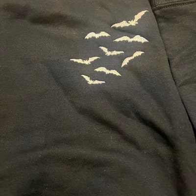 Bats Halloween Crewneck Sweatshirt, Glow in the Dark, Embroidered Bat ...