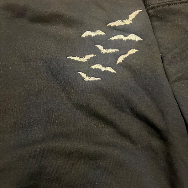 Bats Halloween Crewneck Sweatshirt, Glow in the Dark, Embroidered Bat ...