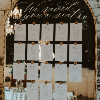 Printed Wedding Table Cards for Seating Chart Wedding Mirror Seating ...