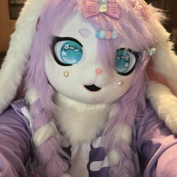 Candy Lavender Bunny Kigurumi Fursuit Furry Head Kig Style,white Bunny ...