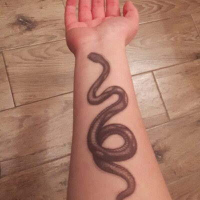 Snake Blackwork Temporary Tattoo / Snake Temporary Tattoo / Traditional ...