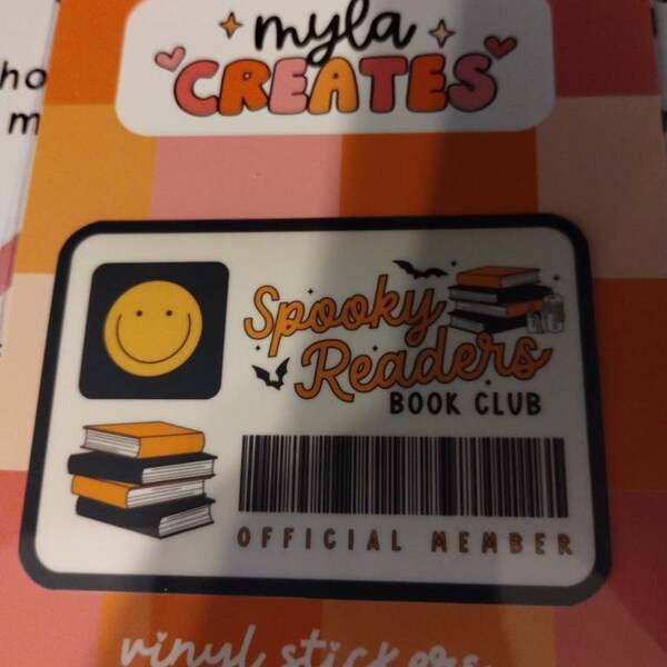Spooky Readers Club Member Sticker Halloween Book Lover Sticker, Cute ...