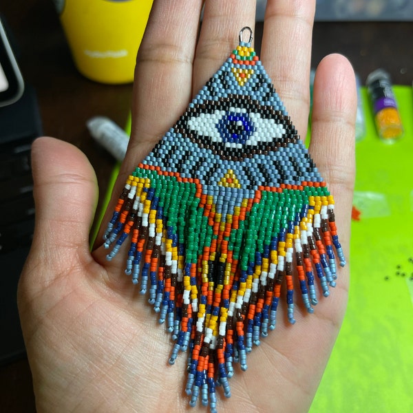 Beaded Earrings Pattern Evil Eye Beading Pattern Seed Bead Fringe ...
