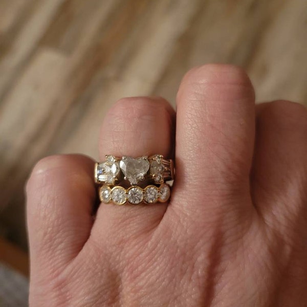 Round Moissanite Scatter Ring, Bezel Set Multi Stone Ring, Two Tone ...