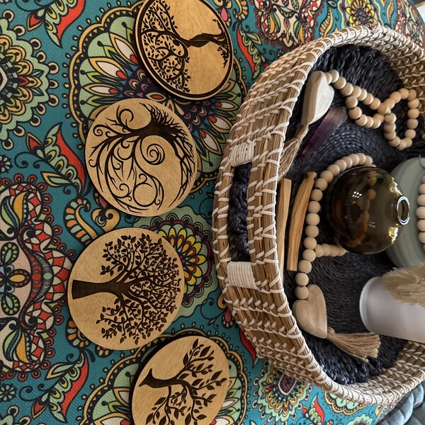 Tree of Life Wood Coasters Set of Four Individual Designs - Etsy