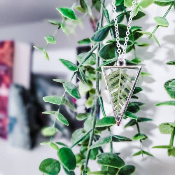 Gold Triangle Fern Earrings Natural Dried Ferns - Etsy