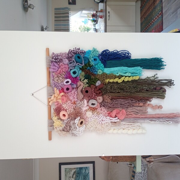 Unique Coral Reef Weaving Wall Art With Crocheted, Knitted, Felted ...