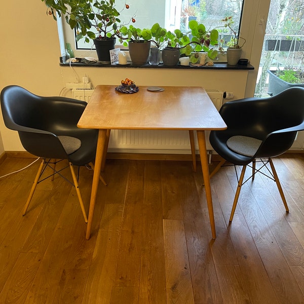 Small Walnut Wood Retro Dining Table for Kitchen, Narrow Mid Century ...