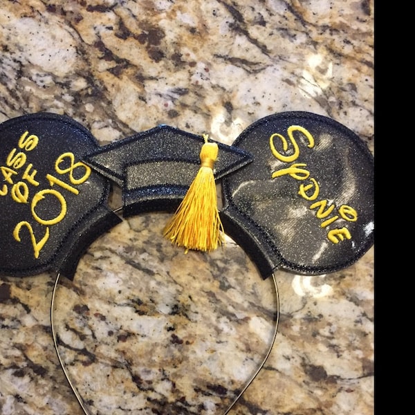 Personalized CUSTOM Graduation Cap Mouse Ears Headband - Twincess ...