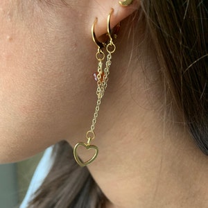 Double Piercing Earring Set With Crystals, Two Hole Earring, Double ...