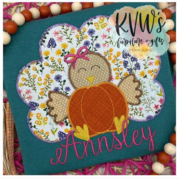 Pumpkin Turkey Zig Zag Applique, Thanksgiving Turkey Applique Design ...