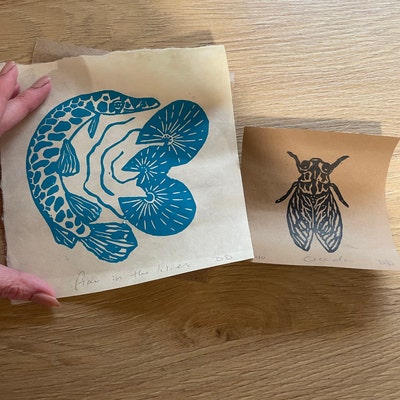 Mini Cicada Linocut Print - Etsy