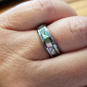 6mm Abalone Ring Mens Wedding Band Tungsten Ring, Tungsten Wedding Band ...