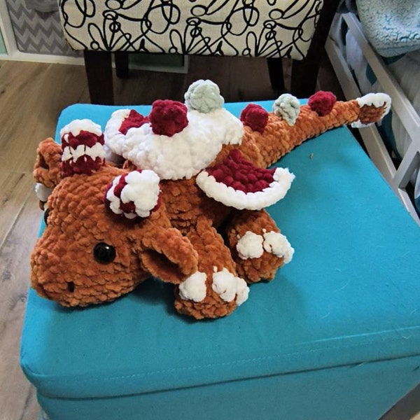 Gingerbread Dragon Crochet Pattern PDF - Amigurumi, Chunky Yarn, Decor ...