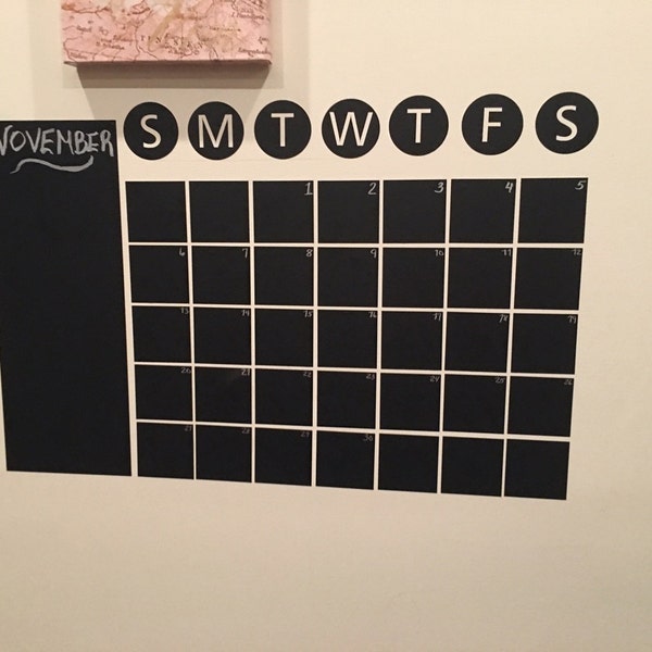 Chalkboard Calendar Decals Chalk Board Wall Calendar Vinyl Wall Decal ...