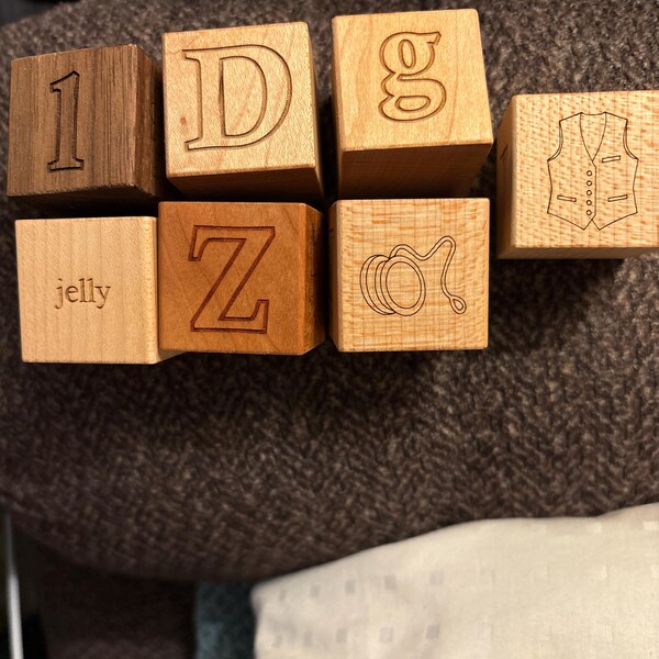 26-piece PICTURE ALPHABET Block Set - Natural Wooden Toy Blocks With ...