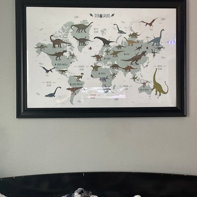 Dinosaur World Map Printable Illustration, Horizontal Jurassic World ...