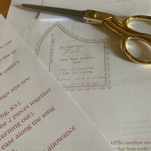 Face Mask PDF Pattern Four Different Sizes Free Video Tutorial Flexible ...