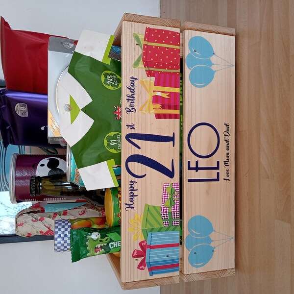 Personalised Birthday Crate, 18th 21st Age Birthday Gift Box, Snack ...