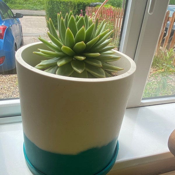 Handmade Unique Plant Pot | 15cm or 25cm Diameter | Teal Plant Pot ...