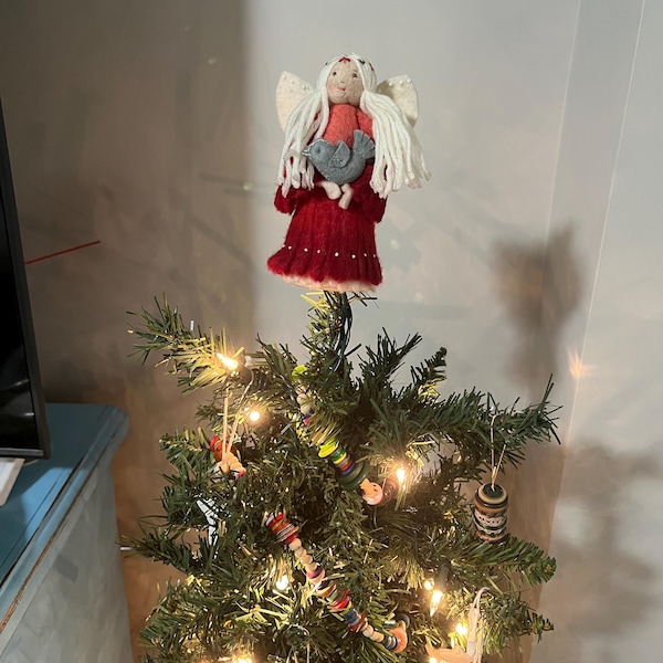 Joyful Santa Beluga Ornament, Hand Felted Ocean Animal Ornament ...