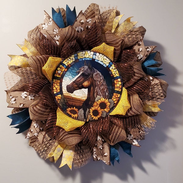 Horse and Sunflowers Wreath Sign, Metal Wreath Sign, Signs for Wreaths ...