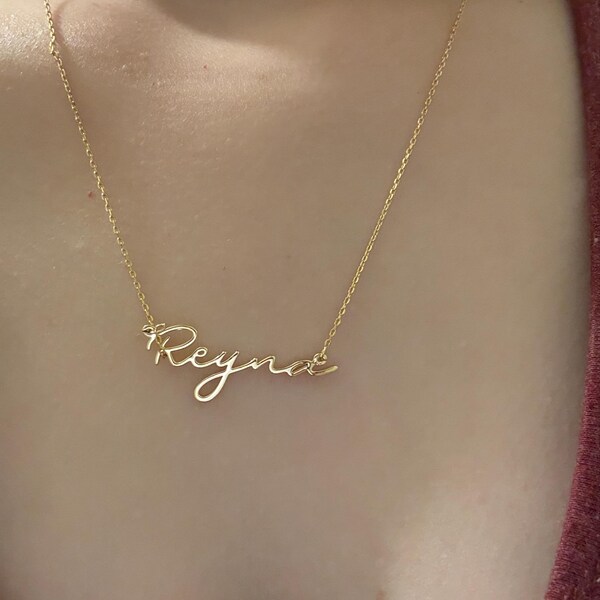 18K Gold Paperclip Chain Name Necklace, Personalized Link Chain Name ...