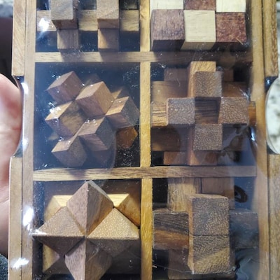 The Explorer STEM Brain Teaser Puzzle Set, 6 Wooden Mechanical Puzzles ...