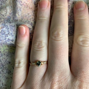 14K Gold Moss Agate Earring Threadless Push Pin Stud Dainty Fan Shape ...