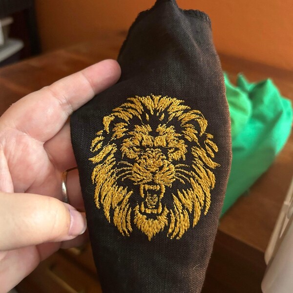 Fierce Lion Head Embroidery Design - Roaring Jungle King for Dark ...