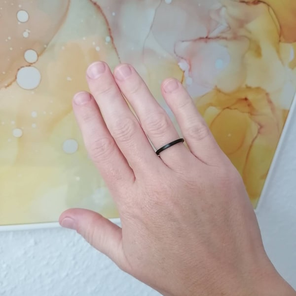 Blue Opal Ring, Black Tourmaline Ring, Wedding Carbon Fiber Ring ...