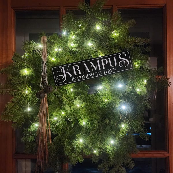 Krampus is Coming to Town Metal Street Sign, Holiday Decor, Novelty ...