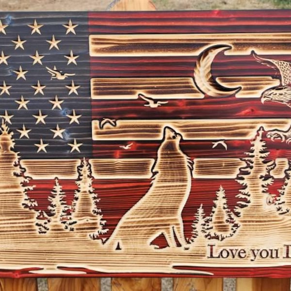Wooden Bald Eagle Flag Sign USA - Etsy