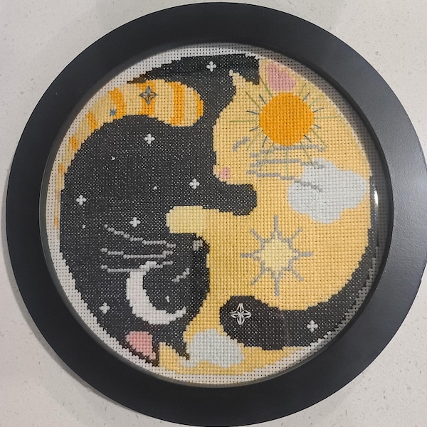 Luna and Apollo - Cross Stitch Pattern - Yin Yang Cross Stitch - Cats ...