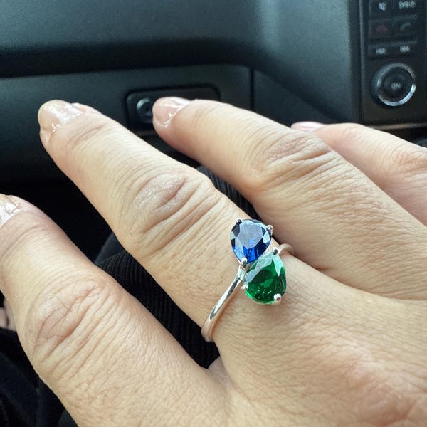 Vintage Long Hexagon Cut Moss Agate Ring Unique Rose Gold Band Natural ...