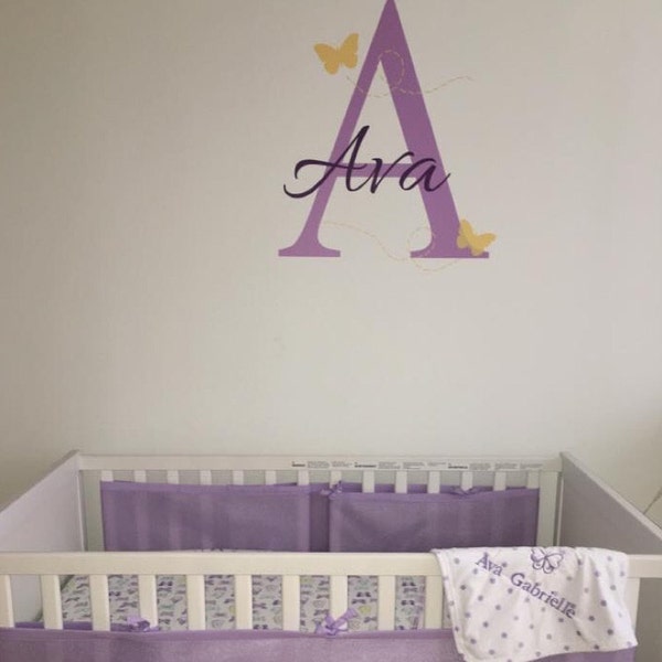 Nursery Wall Decals. Ellie With Flying Butterfles Name Wall Decal. Name ...