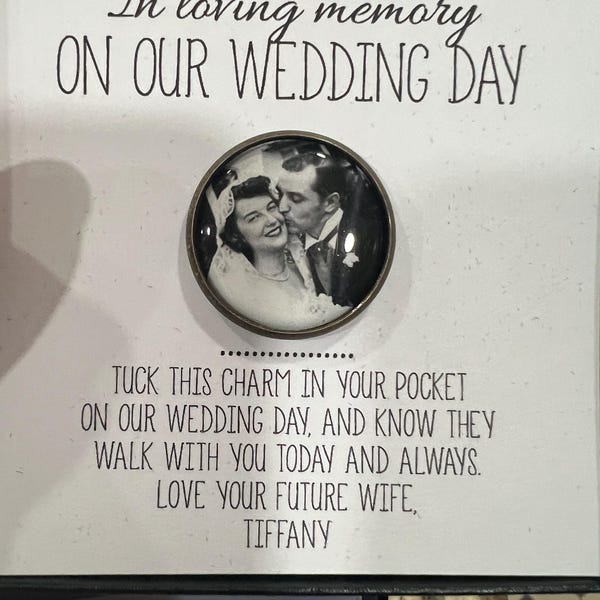 Groom Memory Pin, Boutonniere Charm, Bridal Bouquet Charm, Custom Photo ...