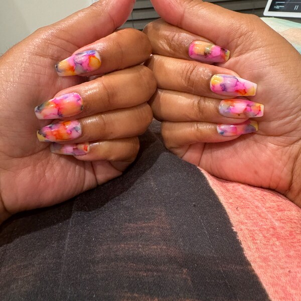 Marble Watercolor Press on Nails | Glue on Nails | Long Nails | Stick ...