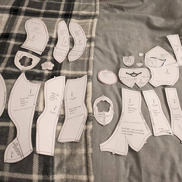 Plush Sewing Pattern PDF Furry Teddy Anthro Standing Plushie - Bundle ...