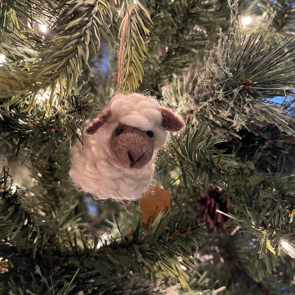 Felt Mini Sheep Ornament With a Hemp String Loop, Easter Basket Stuffer ...