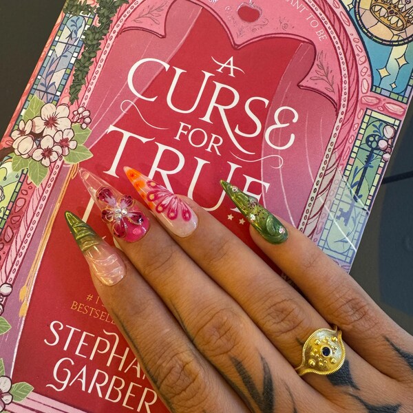 3D Flower Press on Nails: Y2K Ombre Stiletto Nail Set - Etsy